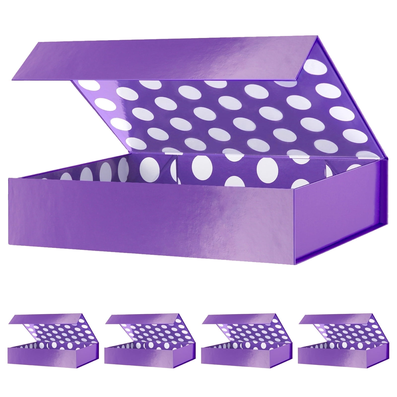 PKGSMART 5 Gift Boxes, Christmas Purple Magnetic Shirt Gift Boxes with ...