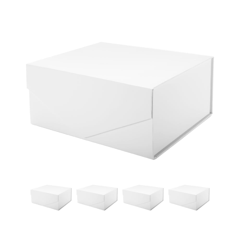 PKGSMART 5 Gift Boxes, White Collapsible Gift Boxes with Magnetic Lids ...
