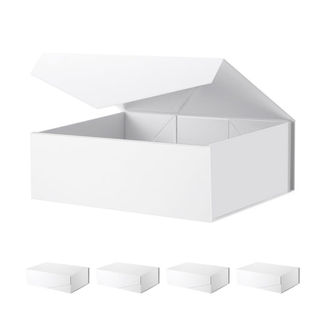 PKGSMART 5 Large White Gift Boxes, Magnetic Gift Boxes with Lids for ...