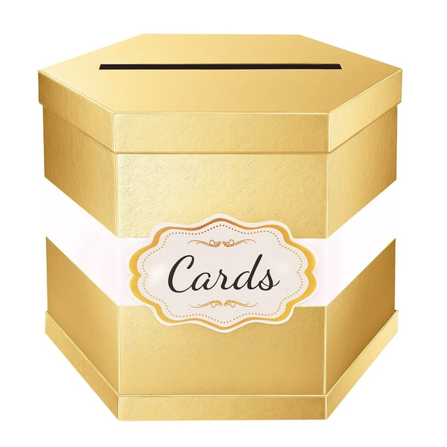 PKGSMART Gold Card Box, Event Gift Holder, Ideal for Wedding ...