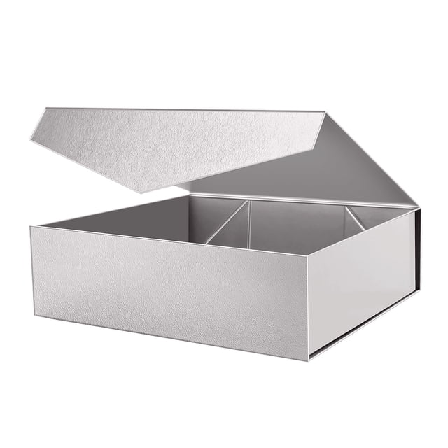 PKGSMART Extra Large Gift Box with Lid, 16.3x14.2x5 inches, Sliver ...
