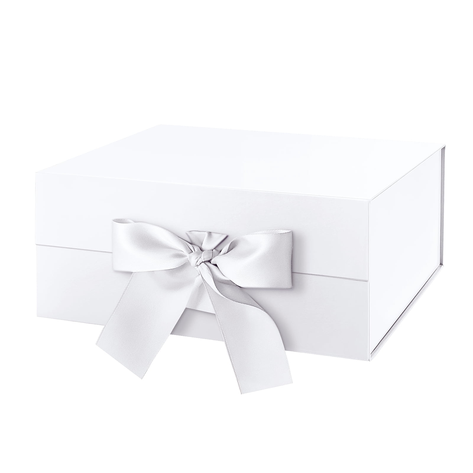 PKGSMART Gift Box with Ribbon, White Gift Box with Magnetic Lid for ...