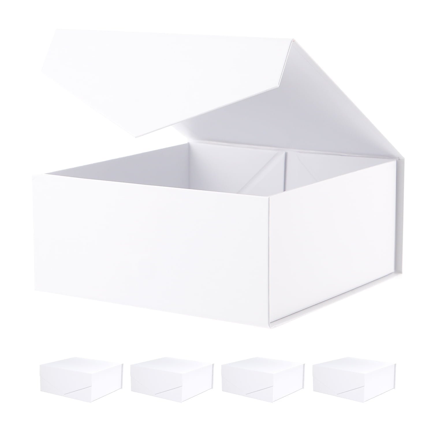 PKGSMART 5 Pcak Gift Boxes, 7.5x7.5x3 inches, Sturdy White Gift Boxes ...