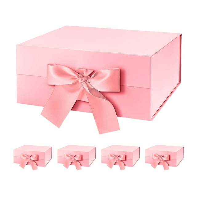 PKGSMART Gift Boxes with Ribbons, 5 Pink Gift Boxes with Magnetic Lids ...