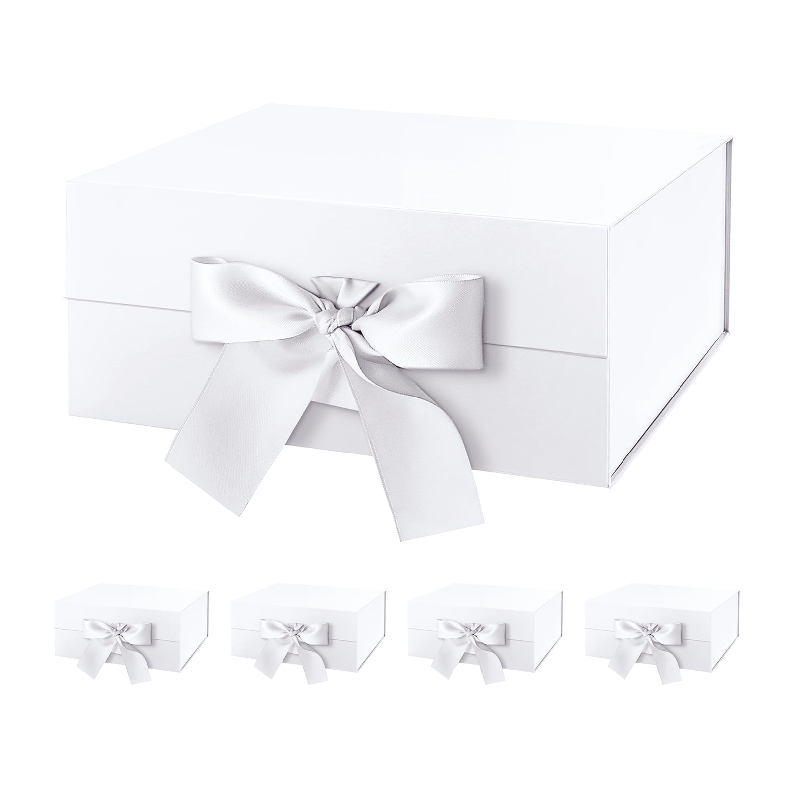 PKGSMART Quality Gift Boxes with Ribbons, Magnetic Lids, 9x6.5x3.8 inch ...