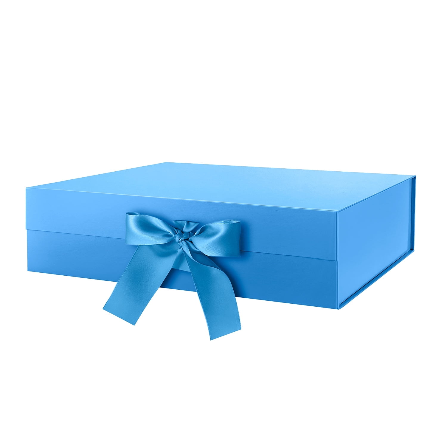 PKGSMART Large Blue Gift Box with Ribbon, Magnetic Lid for Groomsmen ...