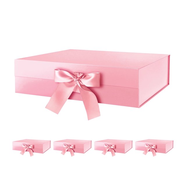 PKGSMART Large Gift Boxes with Ribbons, 5 Pink Gift Boxes with Magnetic ...