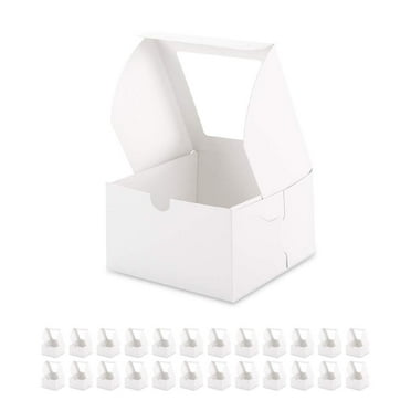 50-Pack 6x6 White Bakery Boxes with Window for Cupcakes, Cakes, Cookies ...