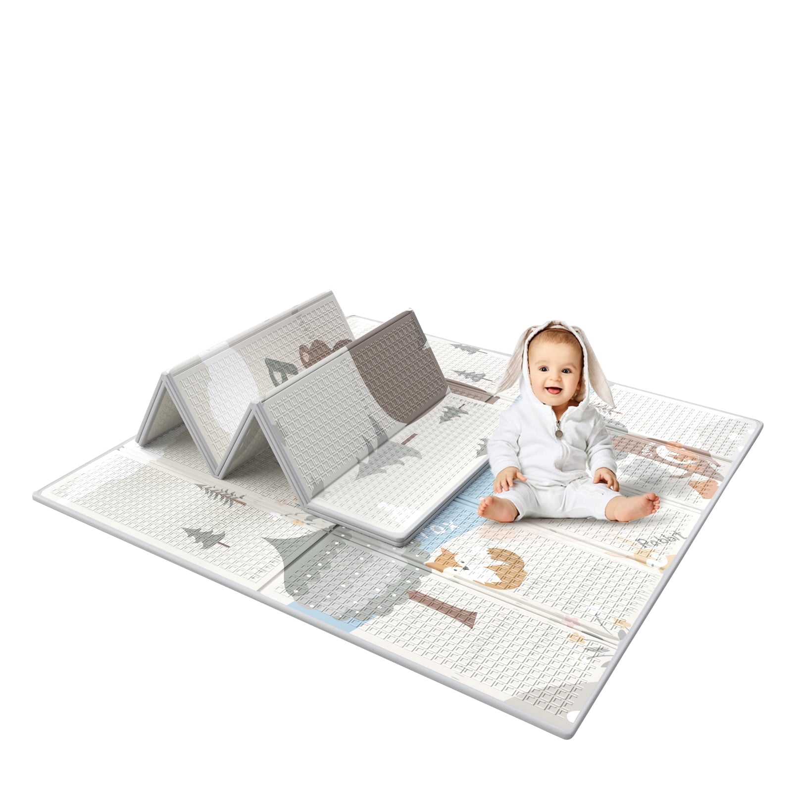 PKINOICY 47x47in Baby Play Mat, Portable, Infant Crawling, Foldable ...