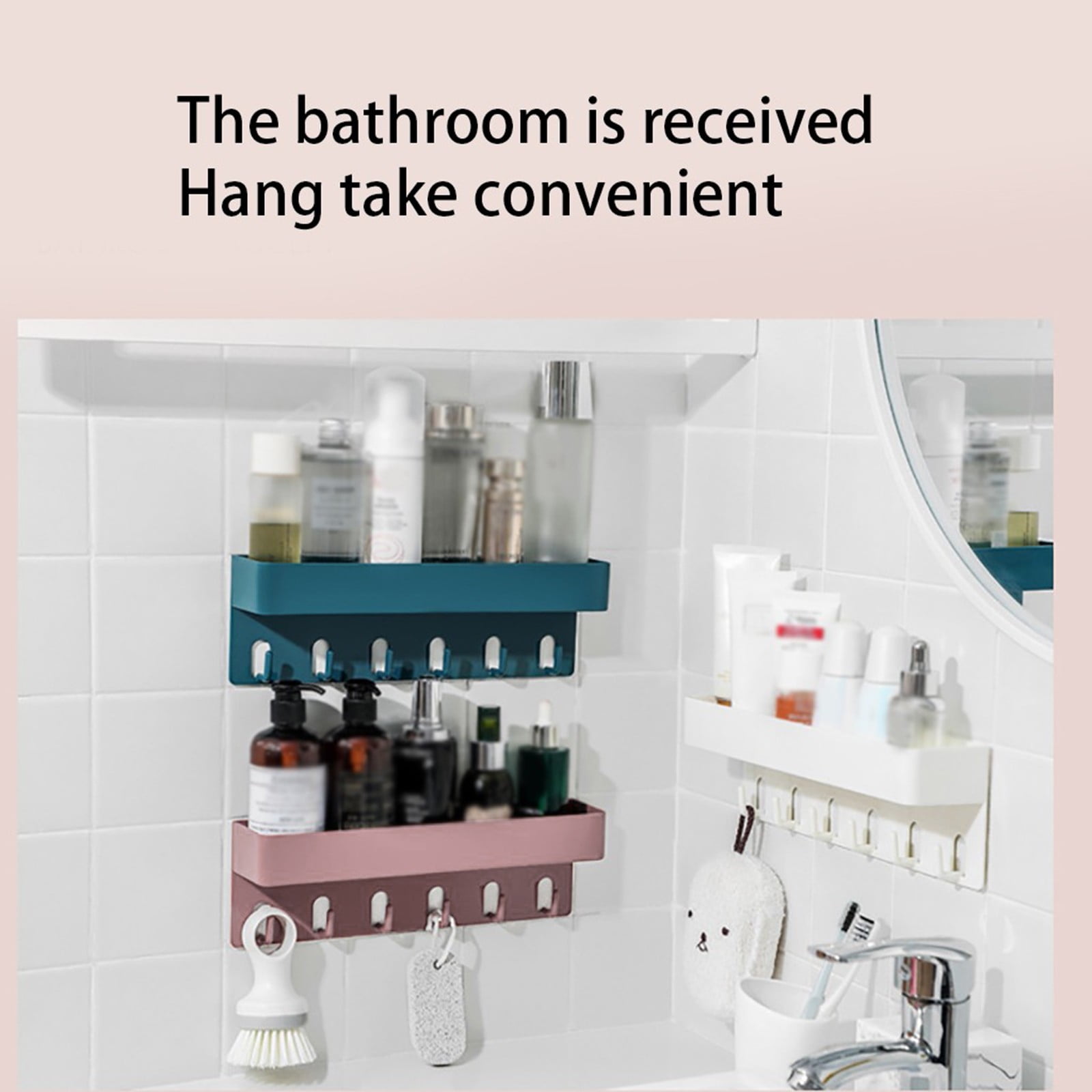 PKJHGA Convenience Rack Punch- Seamless Rack With Hooks Bathroom ...