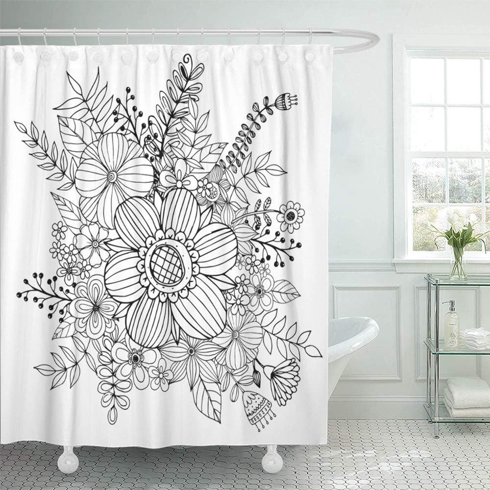 PKNMT Black Flower Doodle Drawing Freehand Coloring Page Bouquet ...