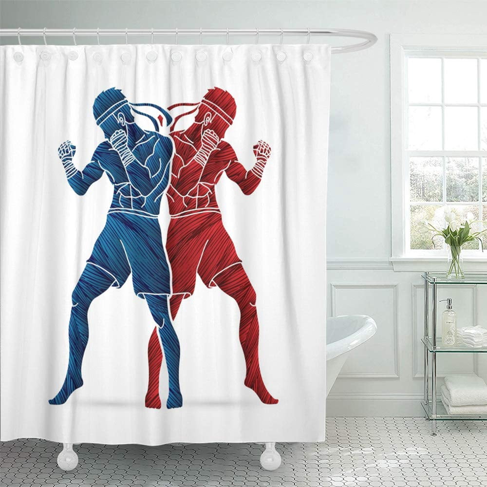 PKNMT Blue Muay Thai Boxing Standing Action Designed Using Grunge Brush ...