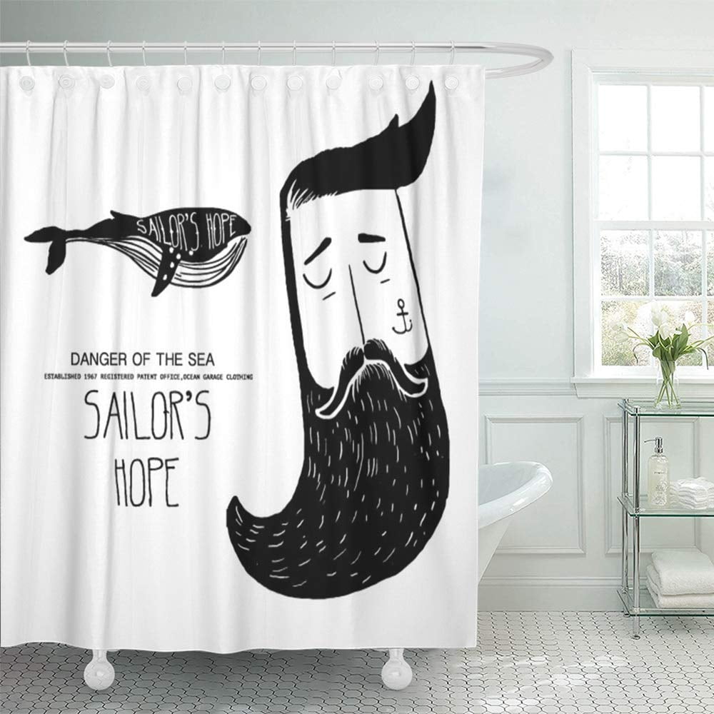 PKNMT Blue Tattoo Sailor Men with Whale for Beard Seaman Captain Ship ...