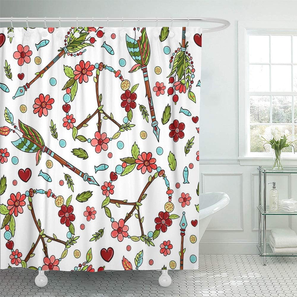 PKNMT Boho Summer Pattern with Peace Sign and Arrows in Hippie Style ...