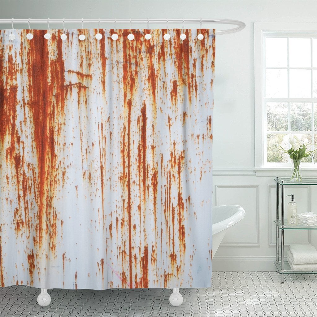 PKNMT Brown Rusted White Metal Wall Rusty Streaks of Rust Polyester ...