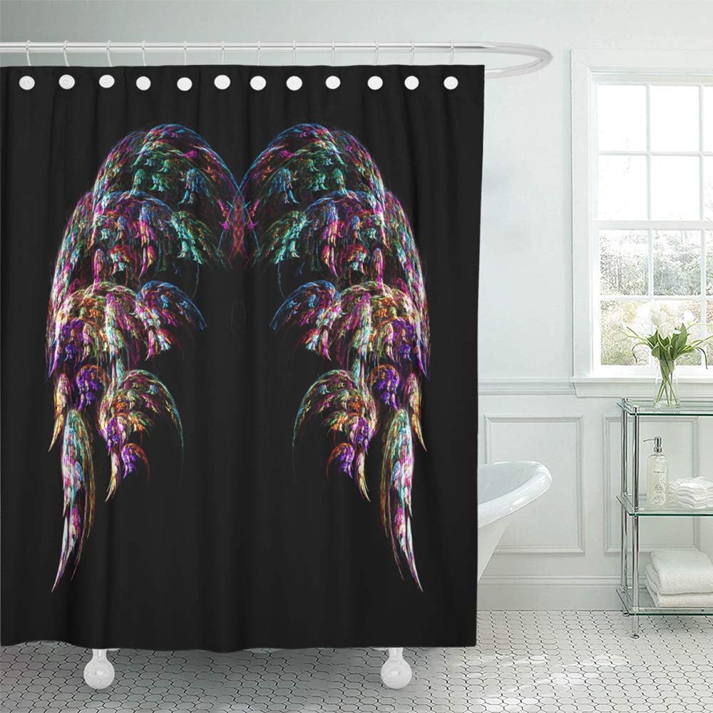 Pknmt Color Beautiful Angel Wing Abstract Over Black Colour Ethereal