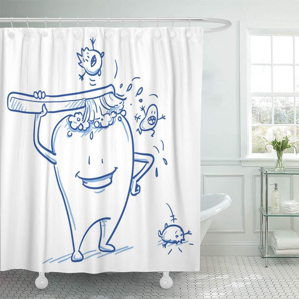 PKNMT Cute Cartoon Tooth Cleaning Himself with Brush Scaring Off the ...