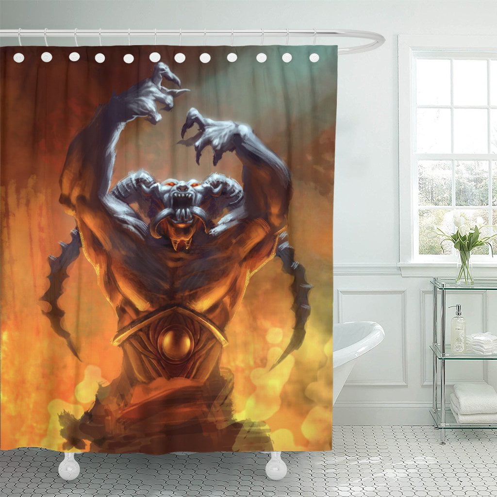 PKNMT Digital of Portrait Devil Demon in Hell Horns Shower Curtain ...