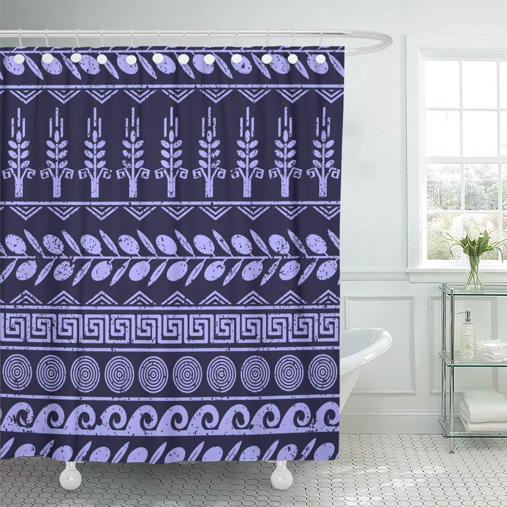 PKNMT Greece with Olives Wheat and Greek Symbols Monochrome Palette ...