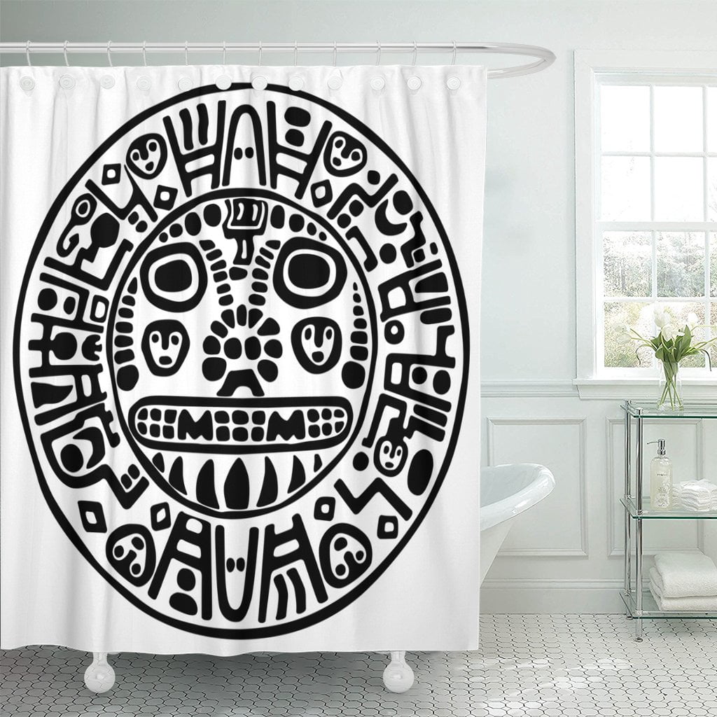 PKNMT Mayan Inca Calendar Aztec Tribal Mexican Graphic Shower Curtain ...