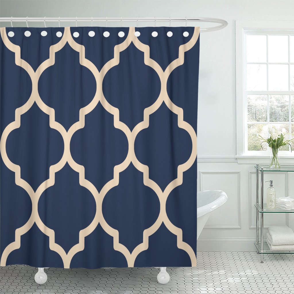 PKNMT Navy Grid Pattern Net Blue Tracery Shower Curtain 60x72 inches ...