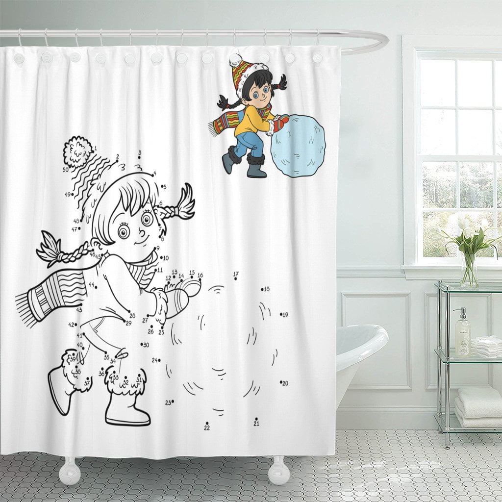 PKNMT Numbers Game Education Dot to for Children Girl Polyester Shower ...