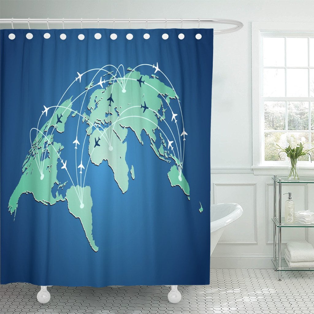 PKNMT Path World Map Flight Routes Airplanes in Plane Plan Shower ...