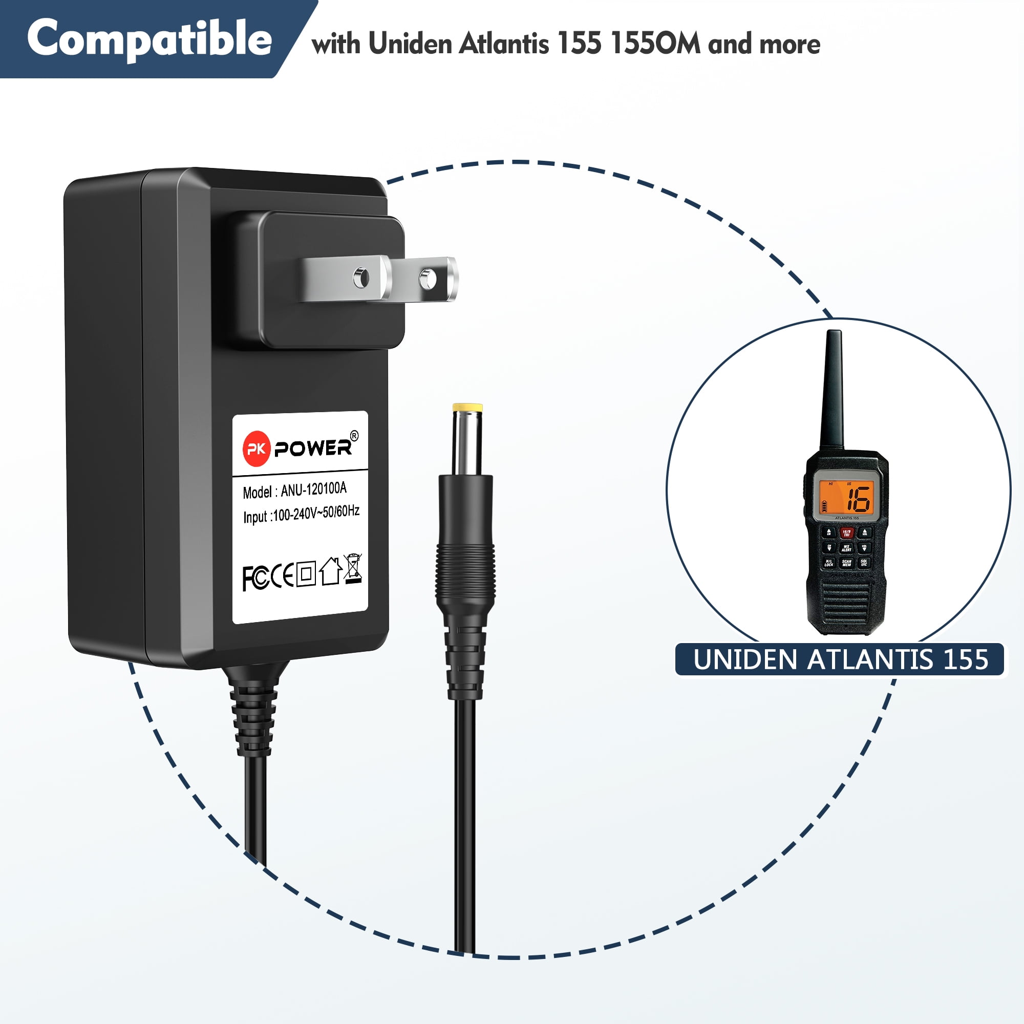PKPOWER 12V AC DC Adapter Replacement for Uniden Atlantis 155 155OM ...
