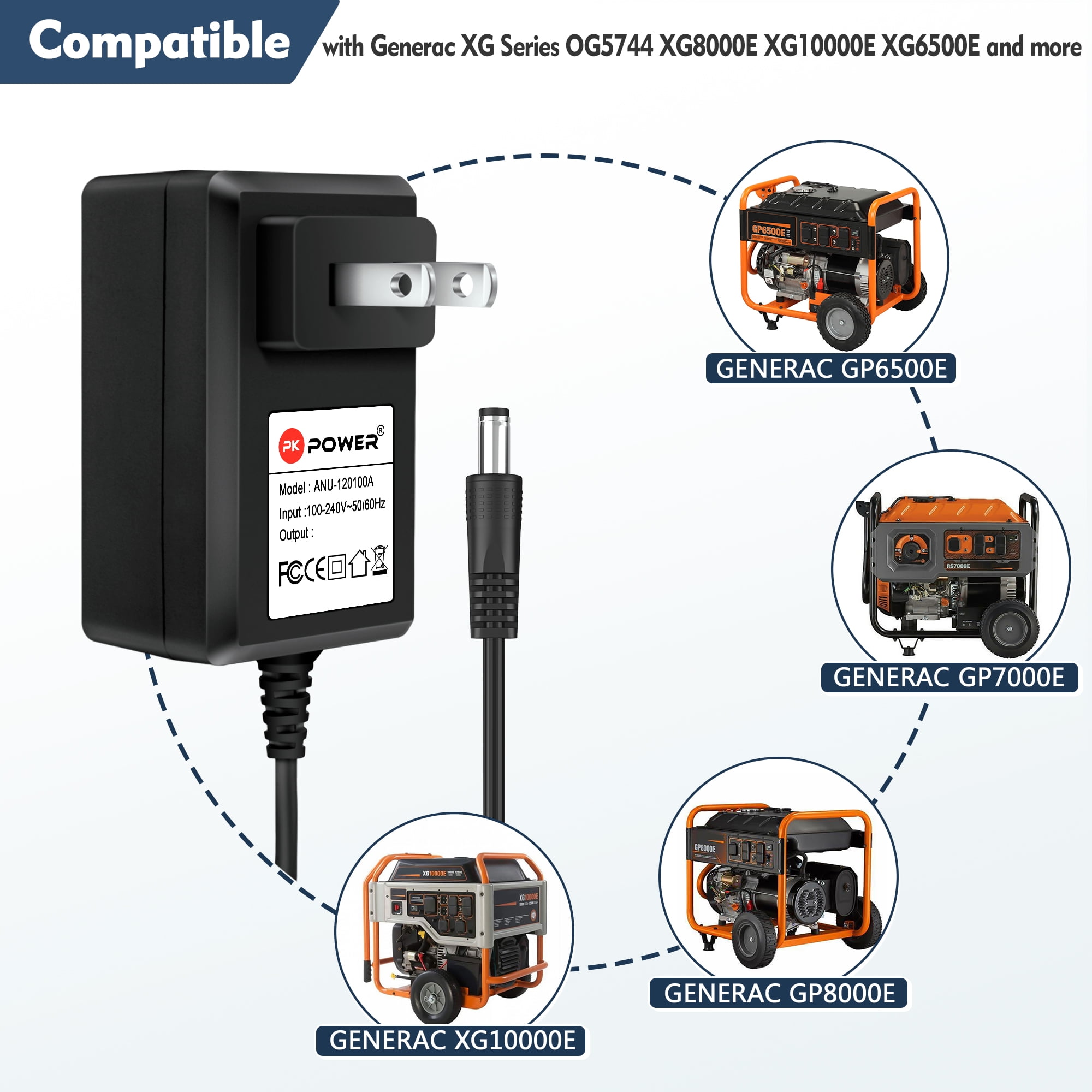 PKPOWER AC Adapter Charger 12V DC For Generac XG Series OG5744 XG8000E ...