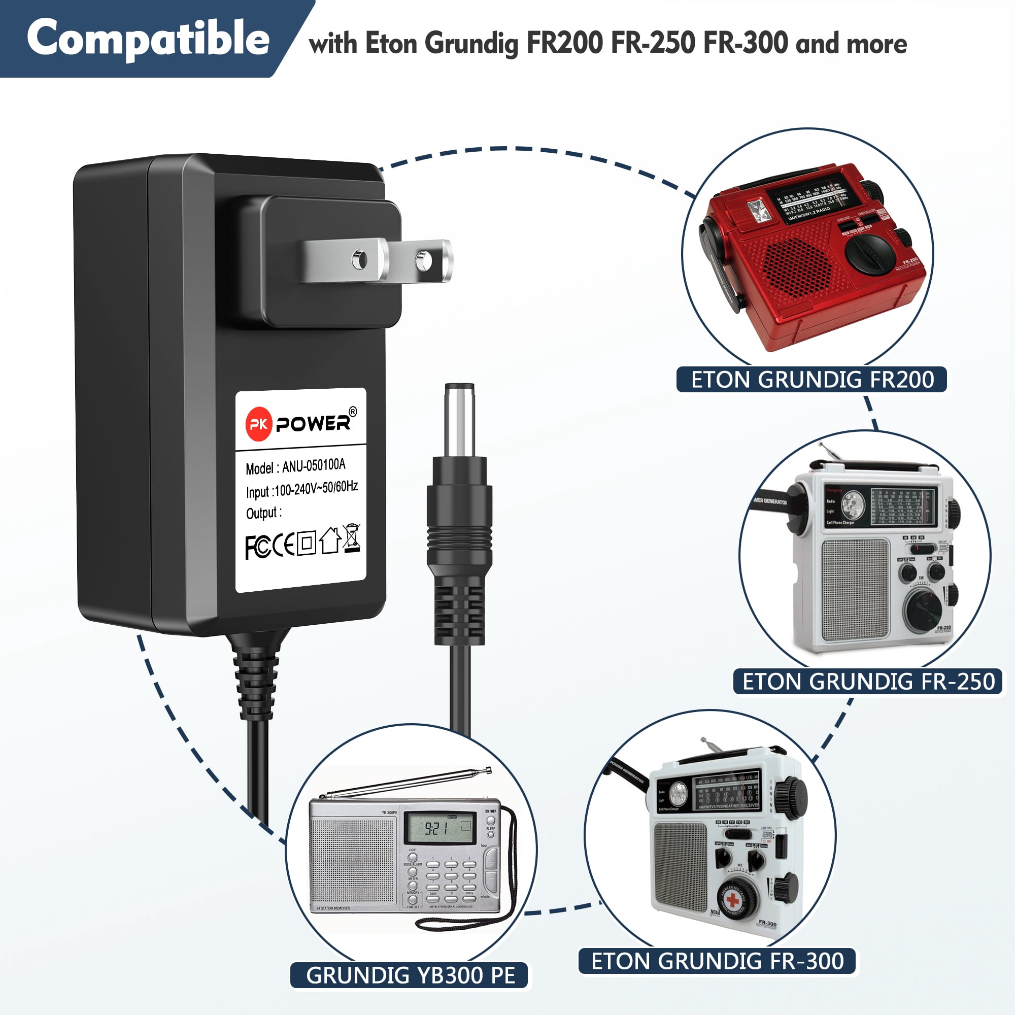PKPOWER AC Adapter for Eton Grundig FR300 FR-300 FR-250 FR-350 FR-400 ...