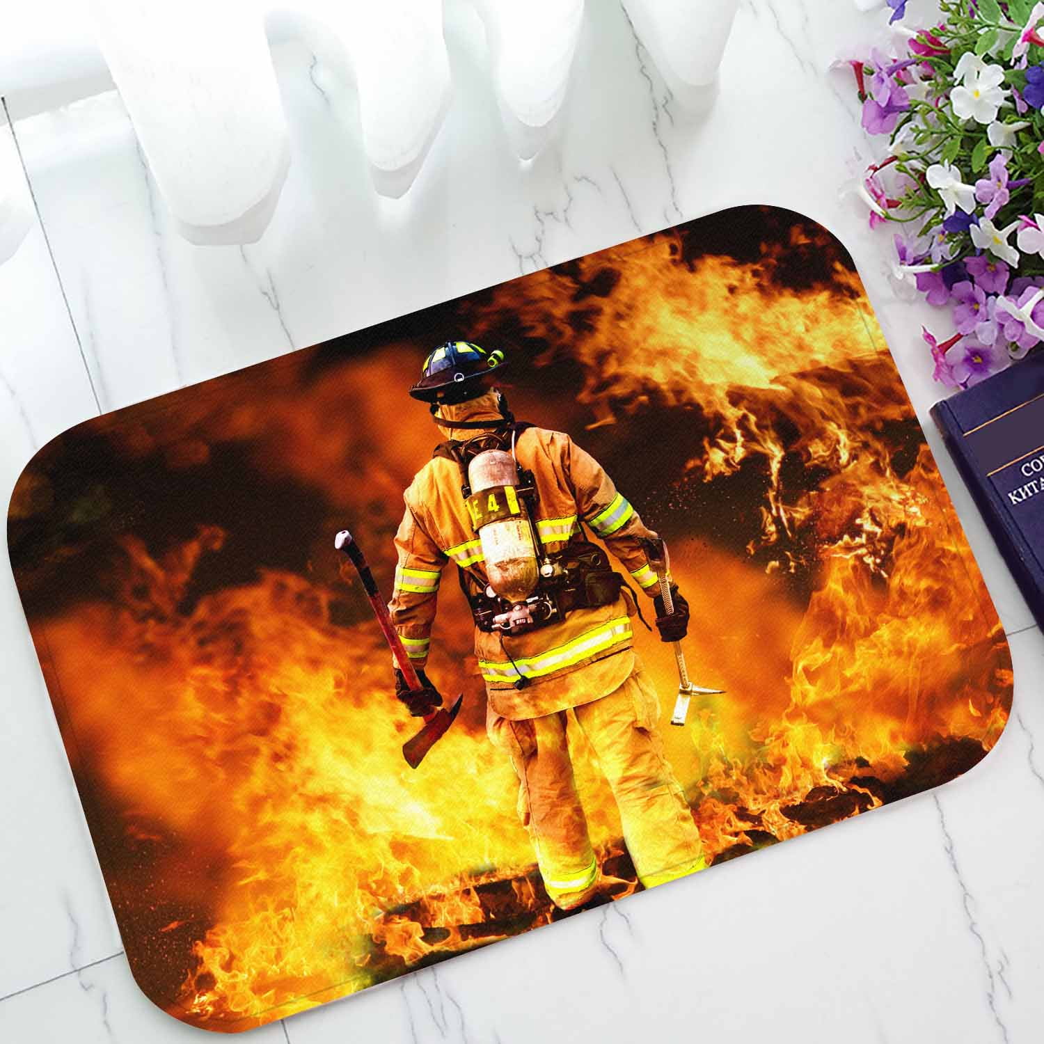 PKQWTM A Firefighter Searches For Possible Survivors Home Decor Floor ...
