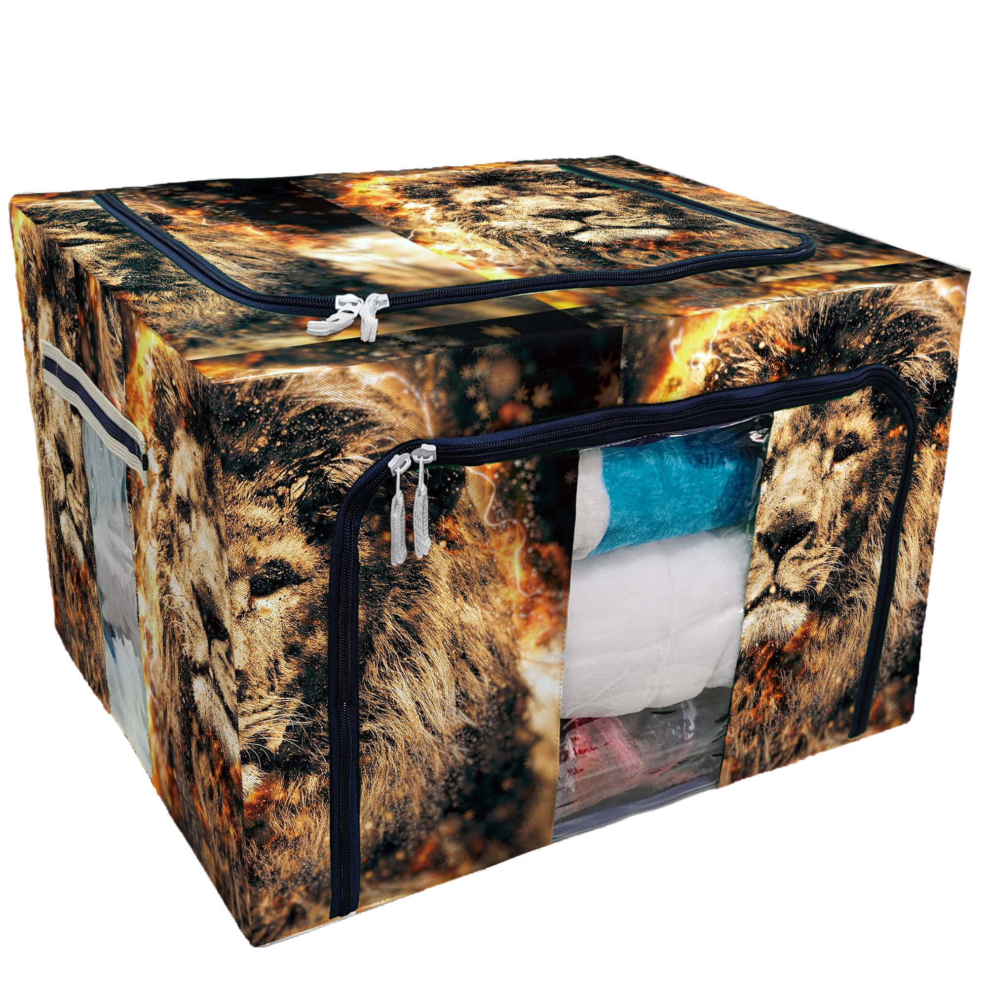 PKQWTM African Lion Wildlife Forest Animal Storage Bag Clear Window ...