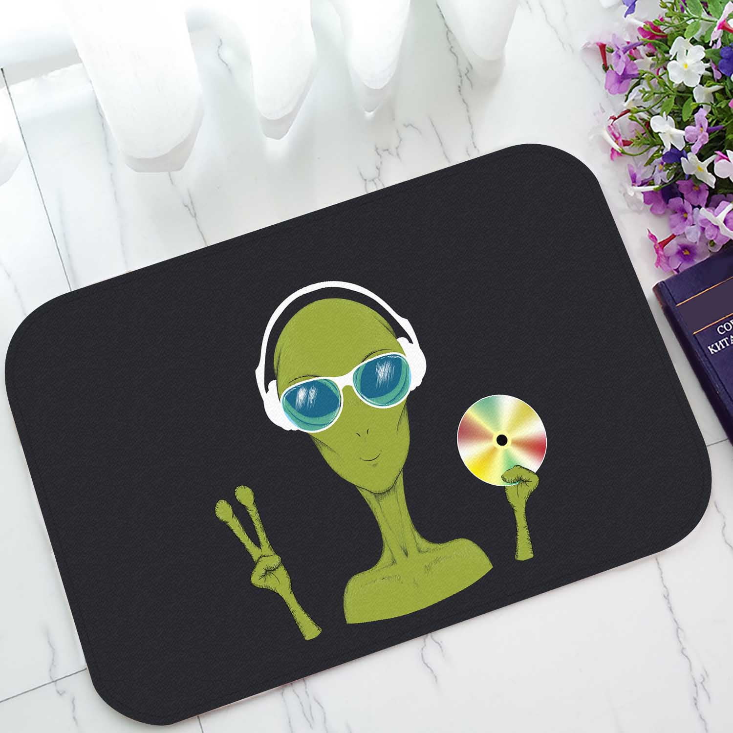 PKQWTM Alien Is A Music Lover Home Decor Floor Mat Area Rug Doormat ...