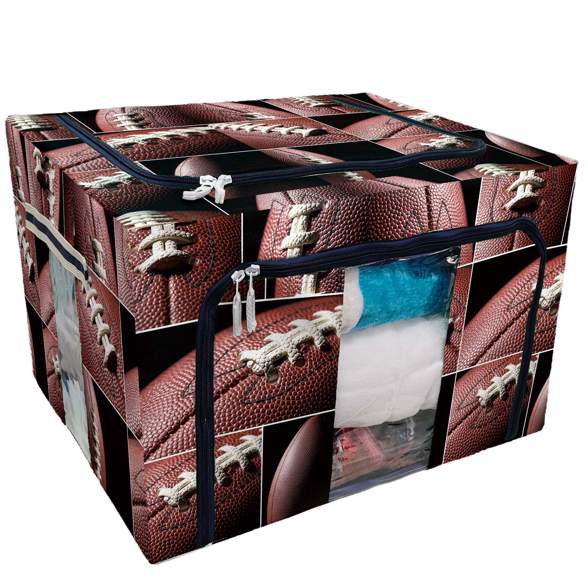 PKQWTM American Football Collage Storage Bag Clear Window Storage Bins ...