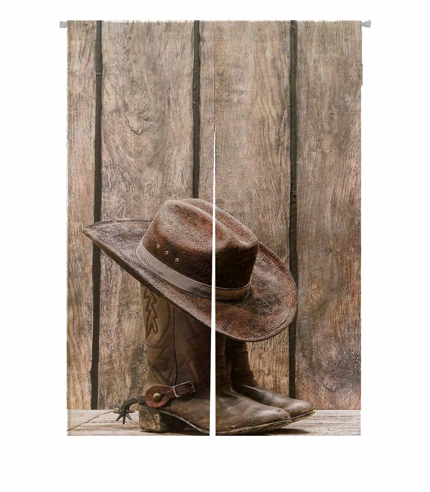 PKQWTM American West cowboy hat boots wood deck ranch barn Door Curtain ...