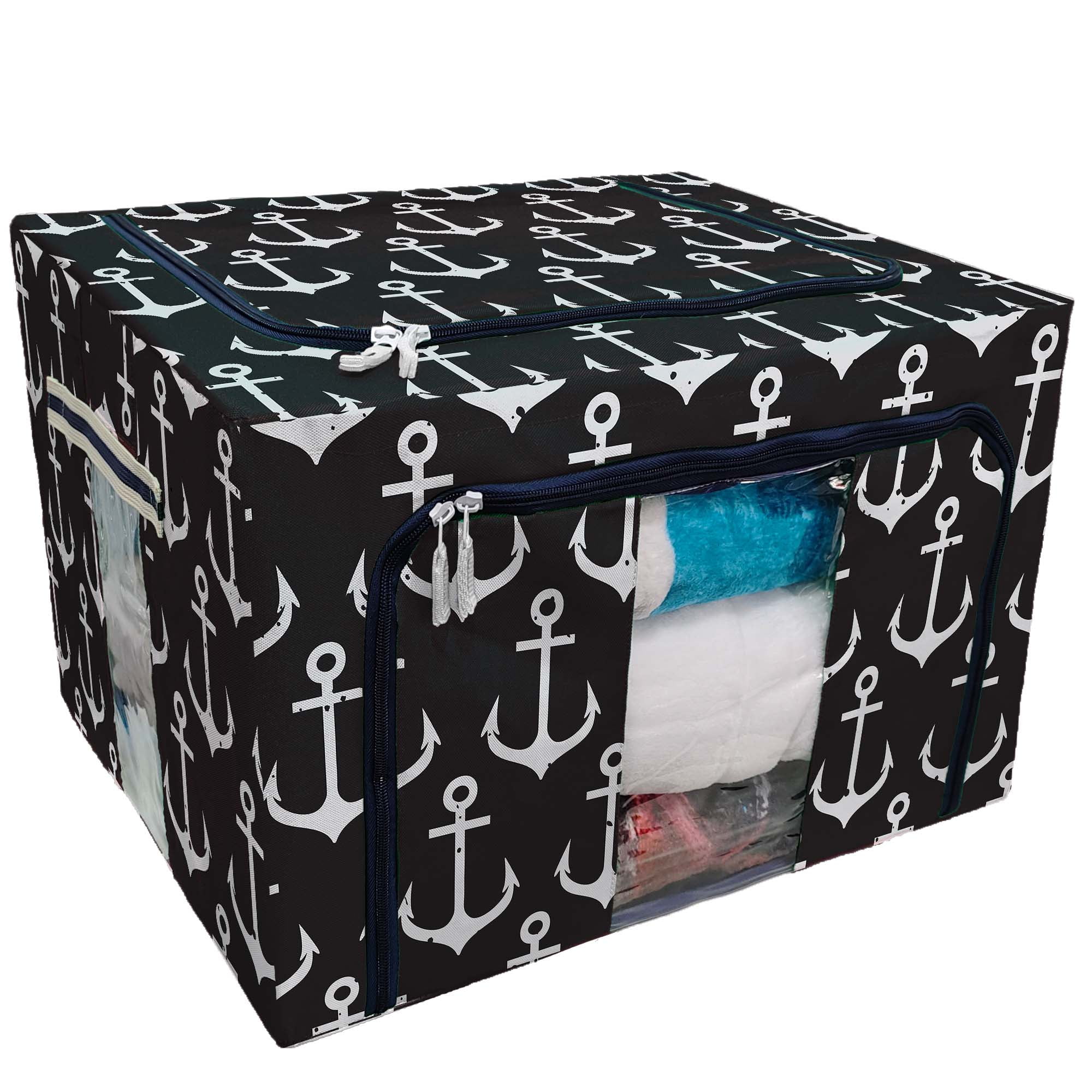PKQWTM Anchors Marine Style Storage Bag Clear Window Storage Bins Boxes ...