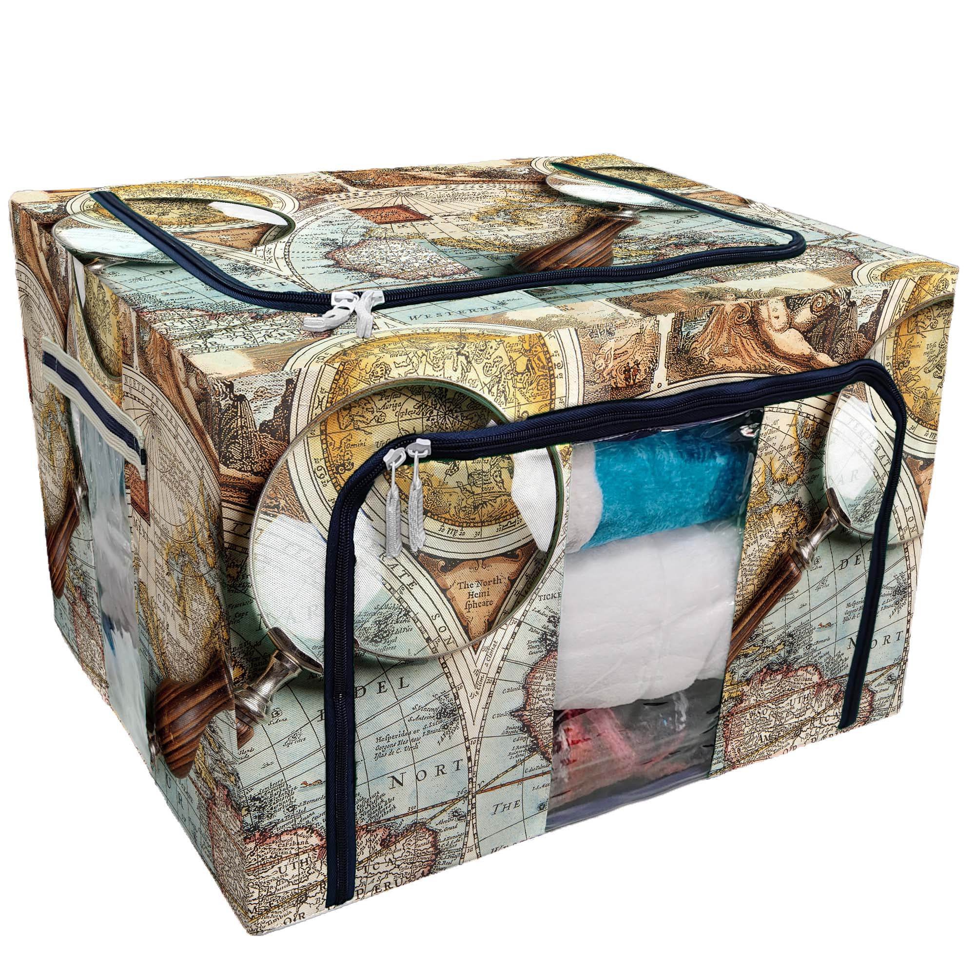PKQWTM Ancient World Map Storage Bag Clear Window Storage Bins Boxes ...
