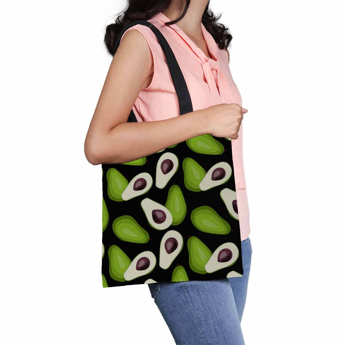 PKQWTM Avocado Pattern Tile Green Vegetable Canvas Shoulder Bags ...