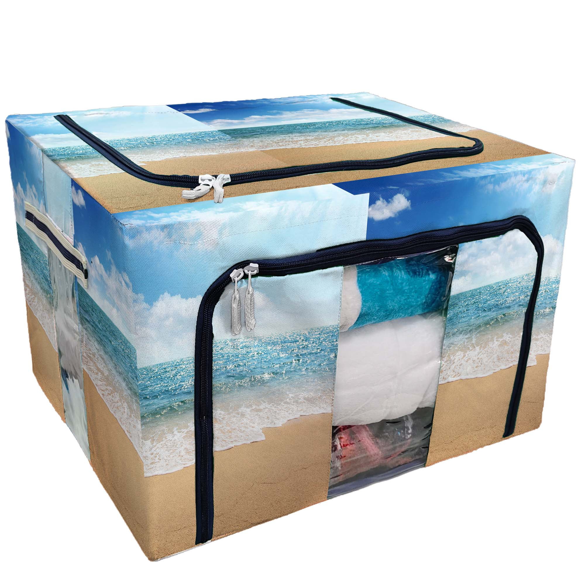 PKQWTM Beach And Tropical Sea At Sunny Day Storage Bag Clear Window ...