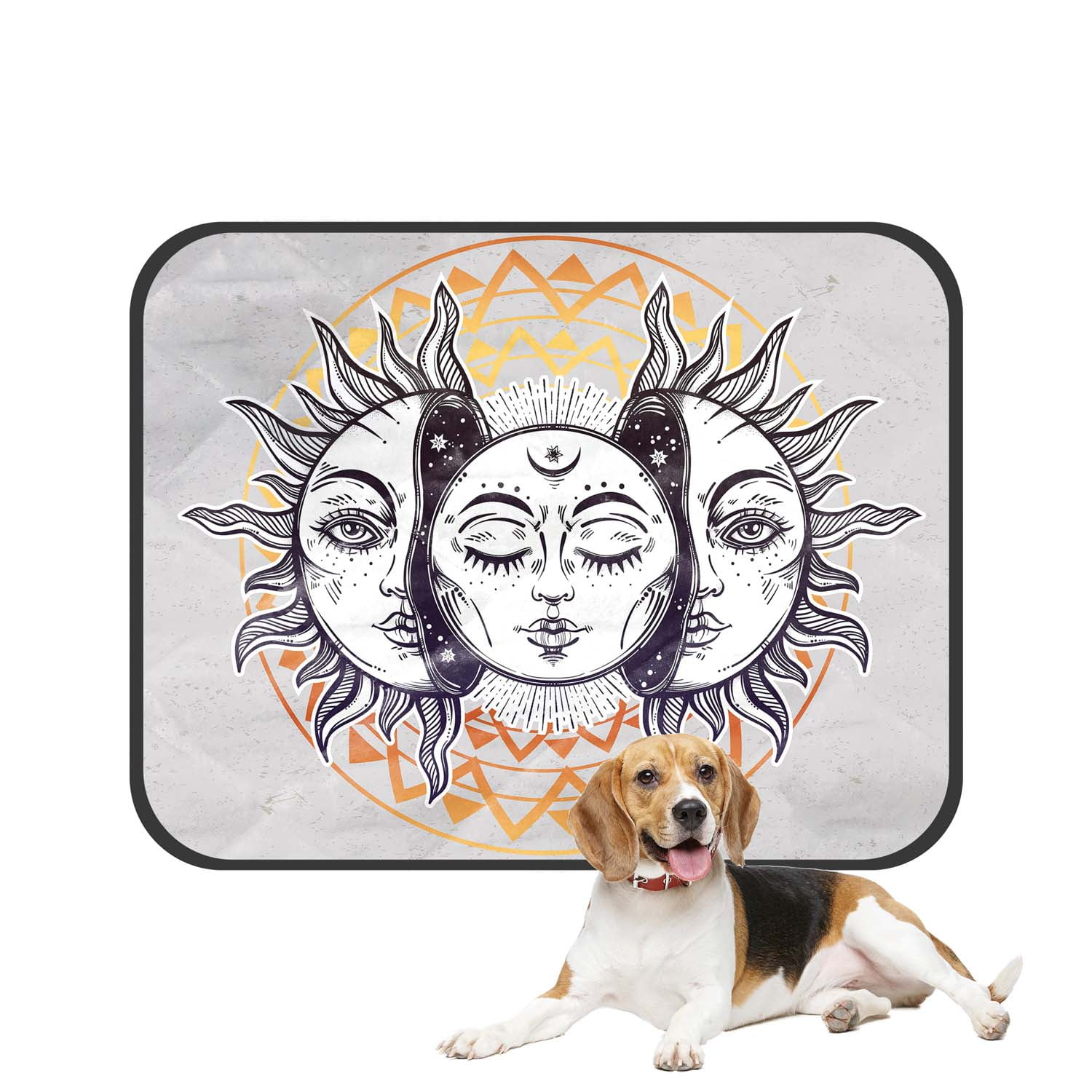 PKQWTM Beautiful Moon And Sun With Faces Pet Dog Cat Bed Pee Pads Mat ...