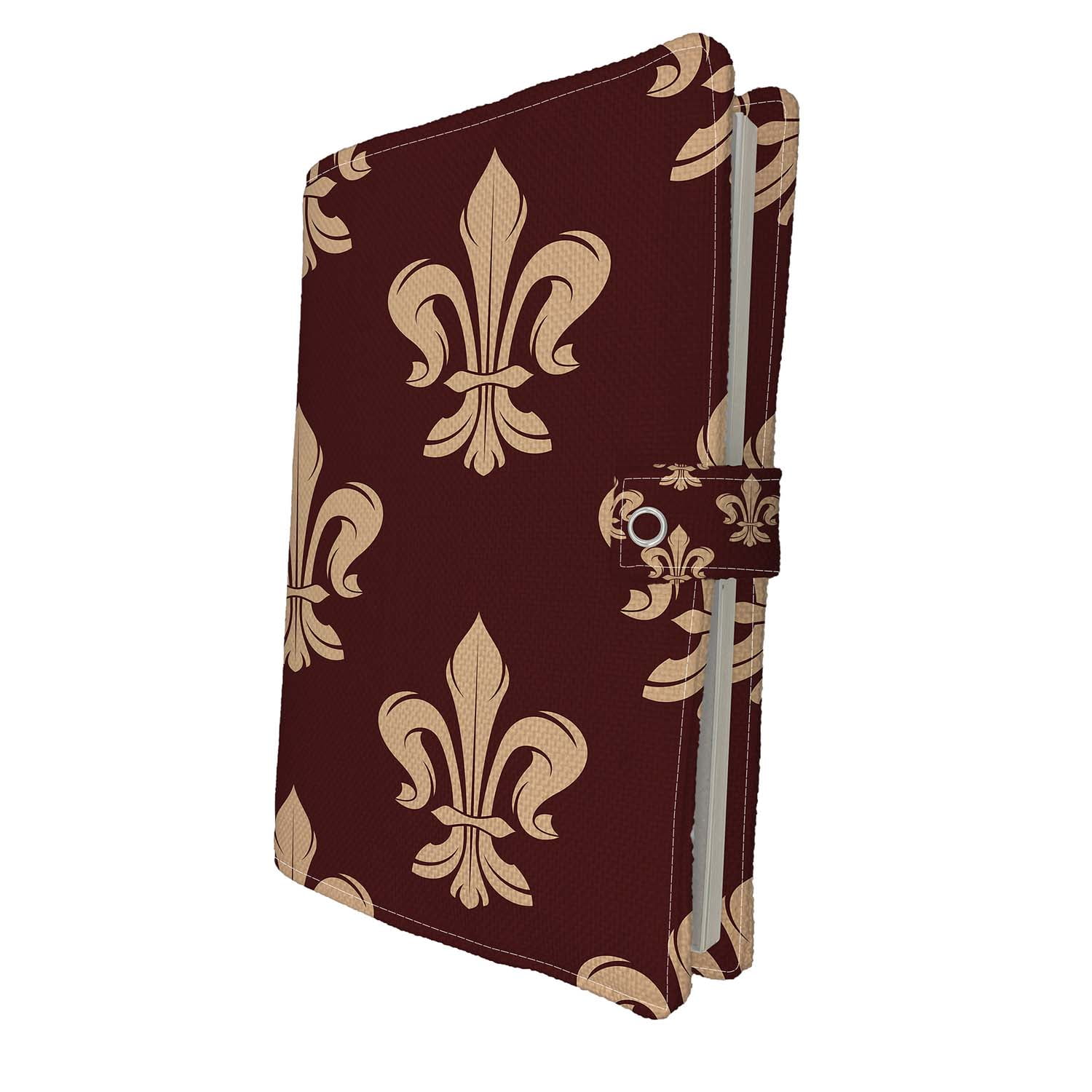 PKQWTM Beige Brown Floral French Fleur De Lis Dark Brown Book Cover ...