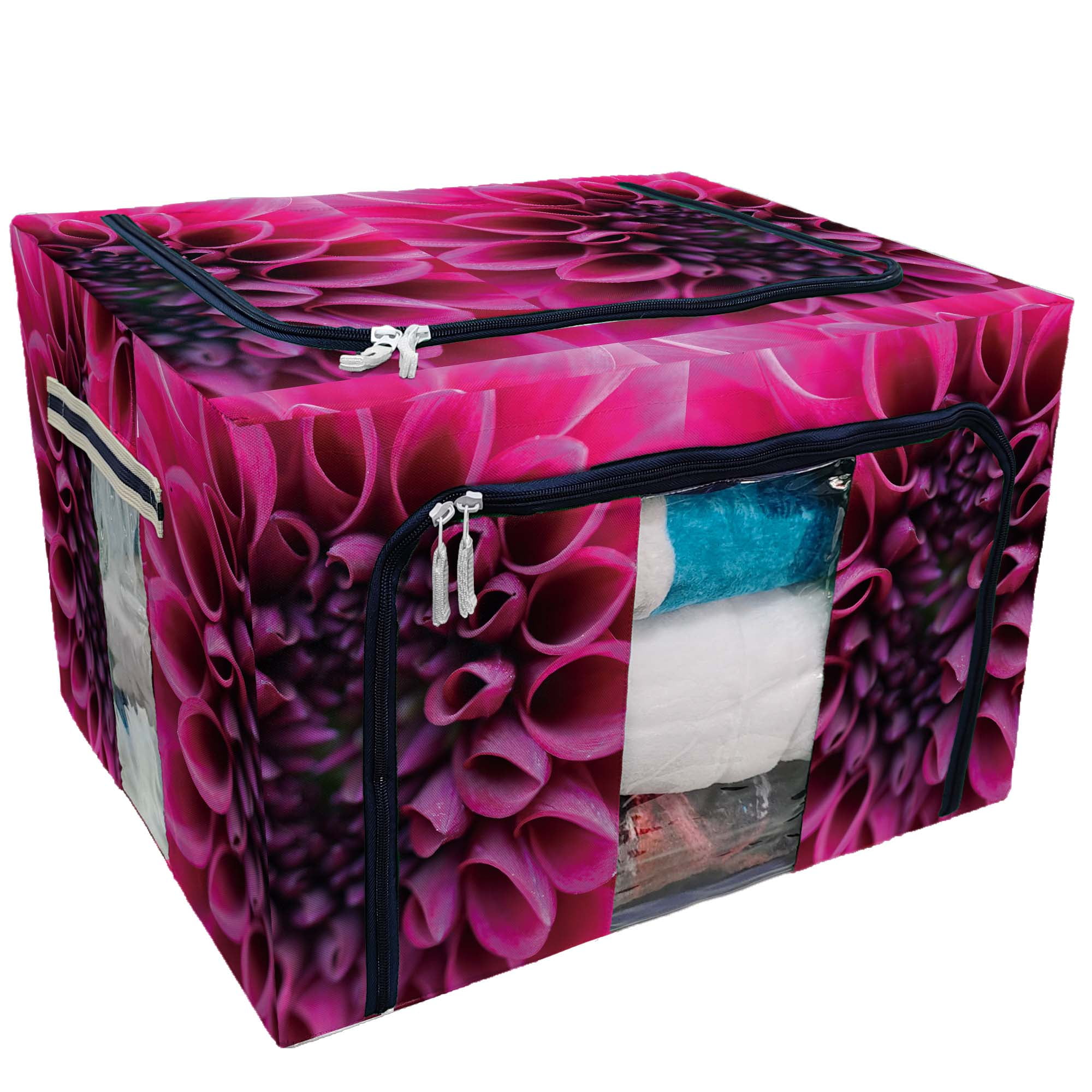 PKQWTM Big Blooming Flower Beautiful Pink Dahlia Storage Bag Clear ...