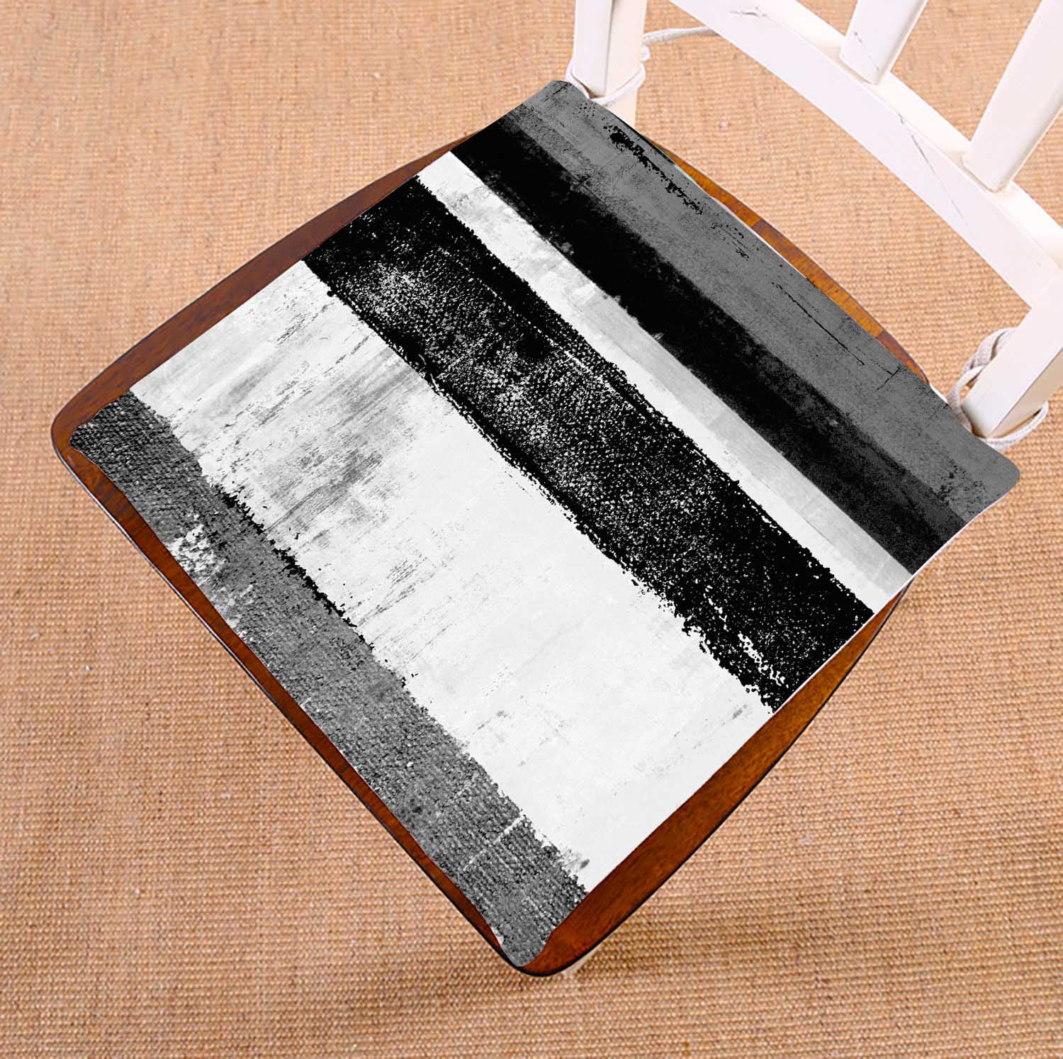 PKQWTM Black And White Abstract Art Chair Cushion, Breathable Mesh ...