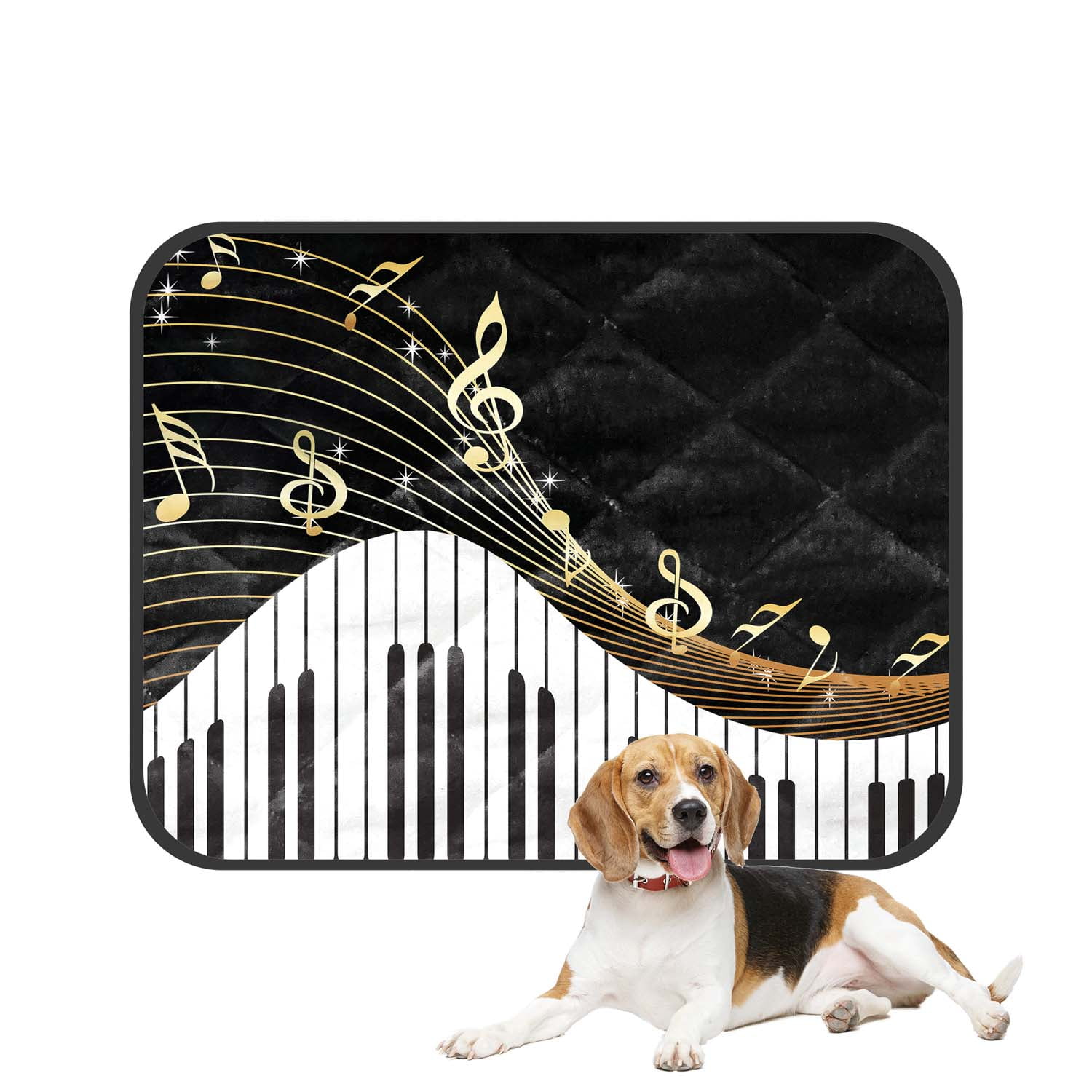 PKQWTM Black Musical Instrument Notes Pet Dog Cat Bed Pee Pads Mat ...