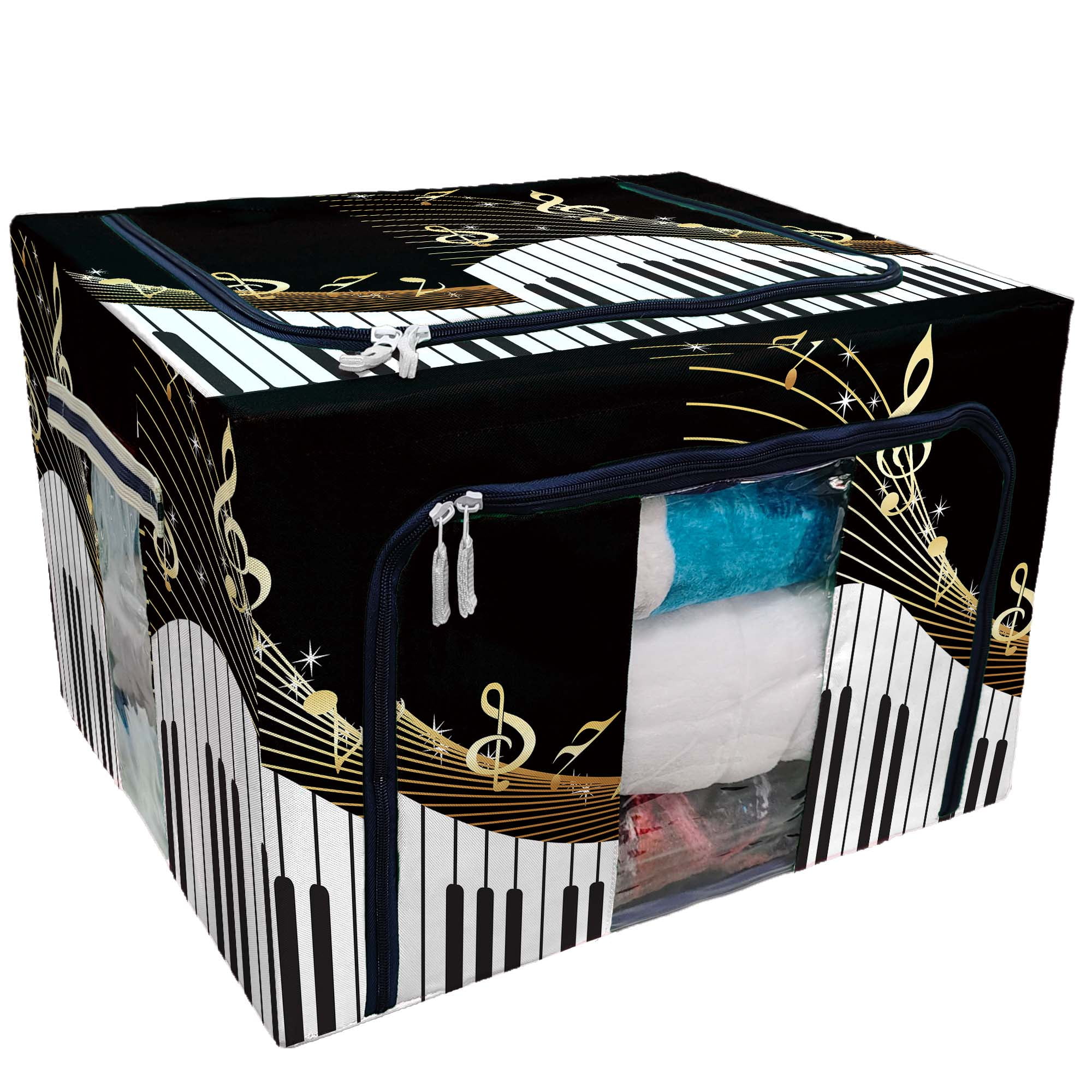 PKQWTM Black Musical Instrument Notes Storage Bag Clear Window Storage ...