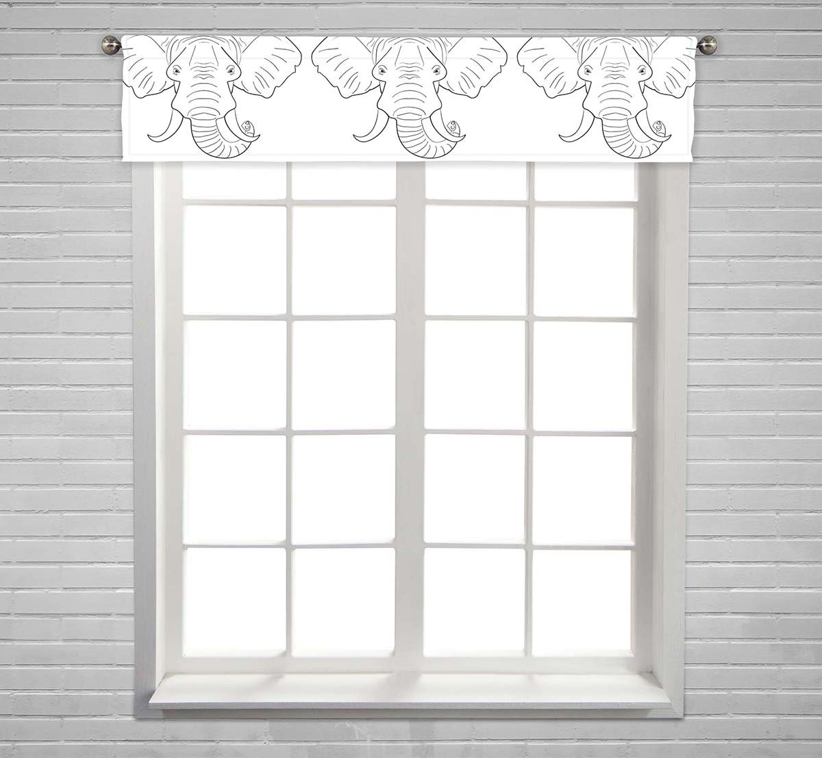 PKQWTM Black White Elephant Face Ink Sketch White Window Curtain ...