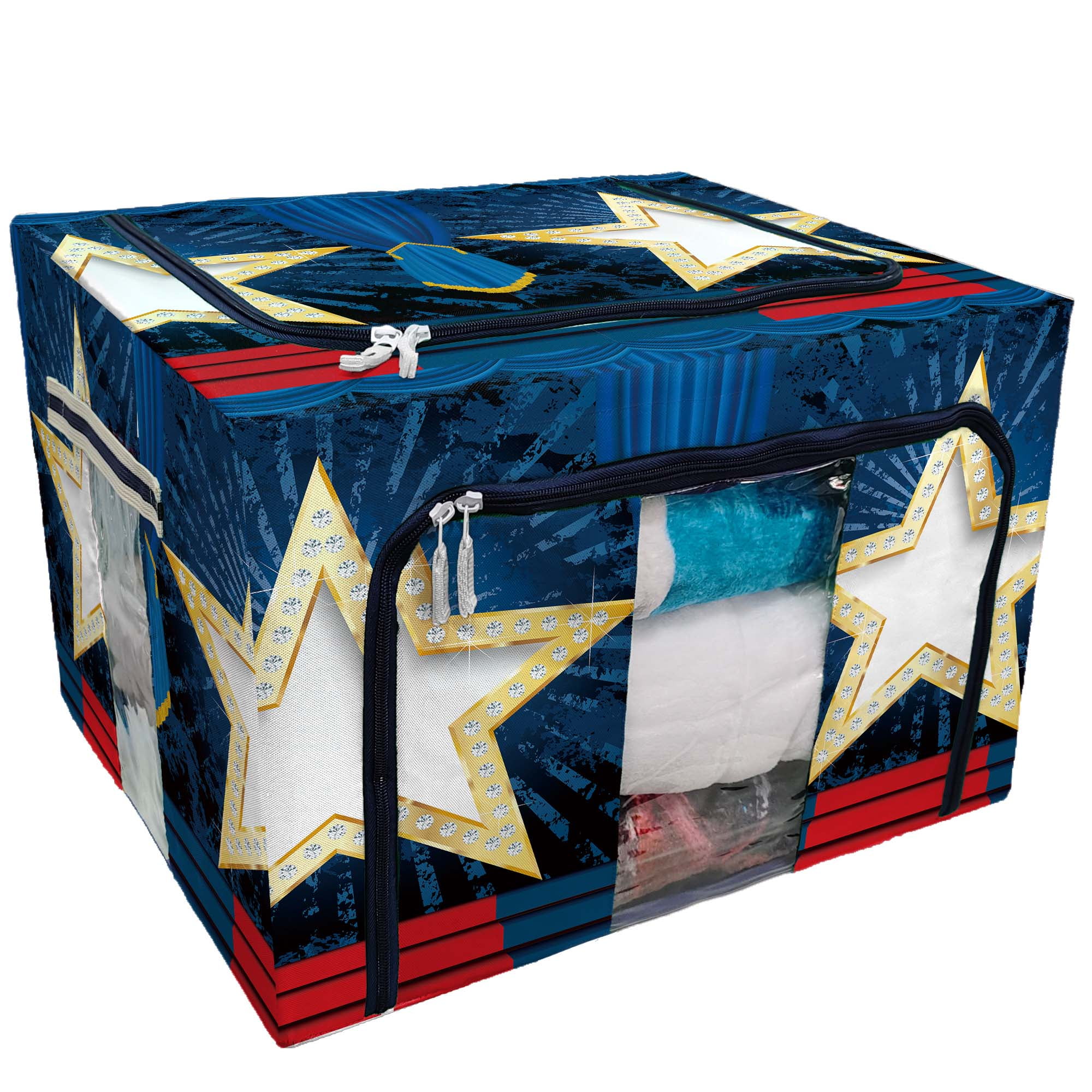 PKQWTM Blank Golden Star With Diamonds On Blue Stage Storage Bag Clear ...