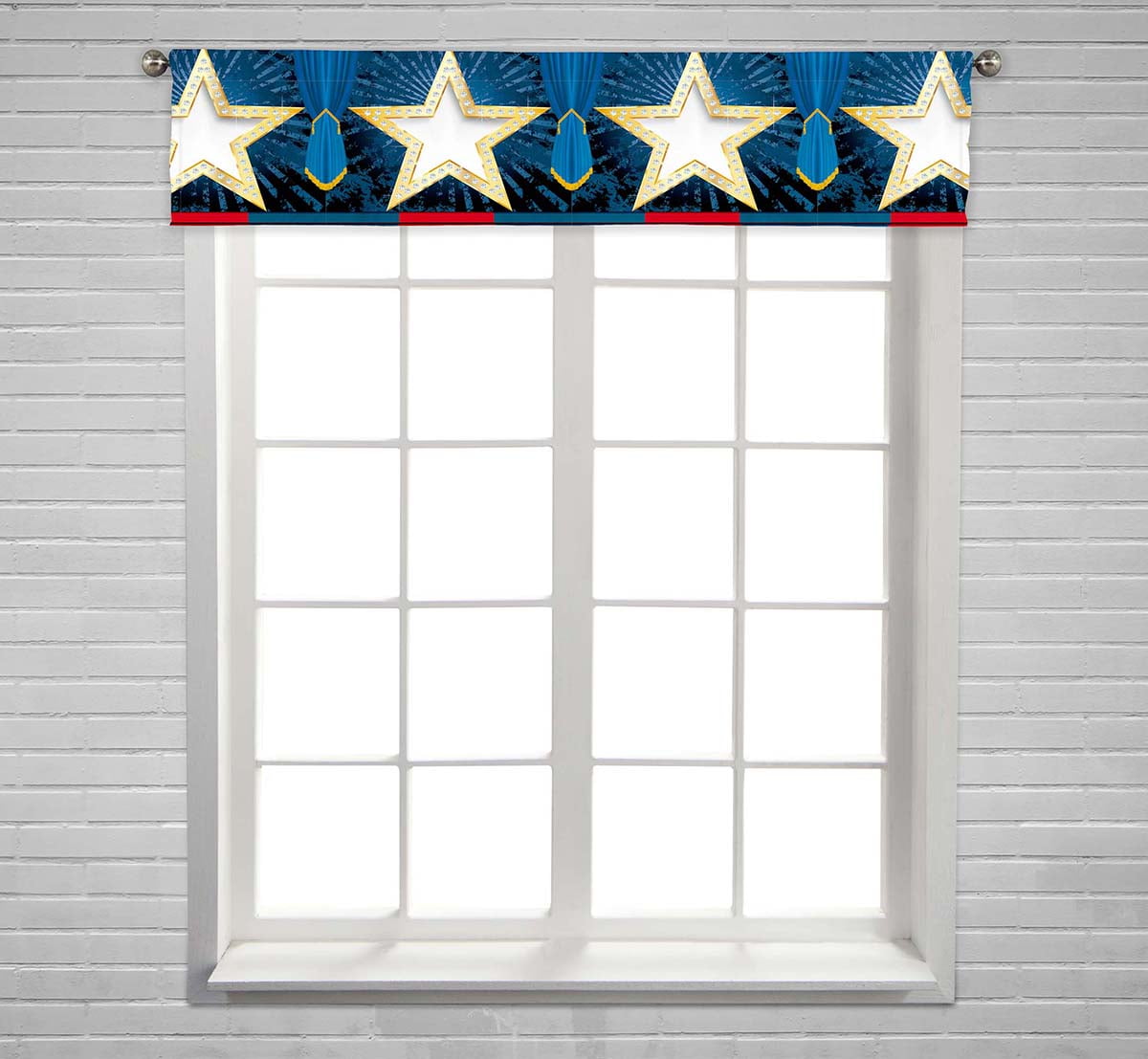 PKQWTM Blank Golden Star With Diamonds On Blue Stage Window Curtain ...