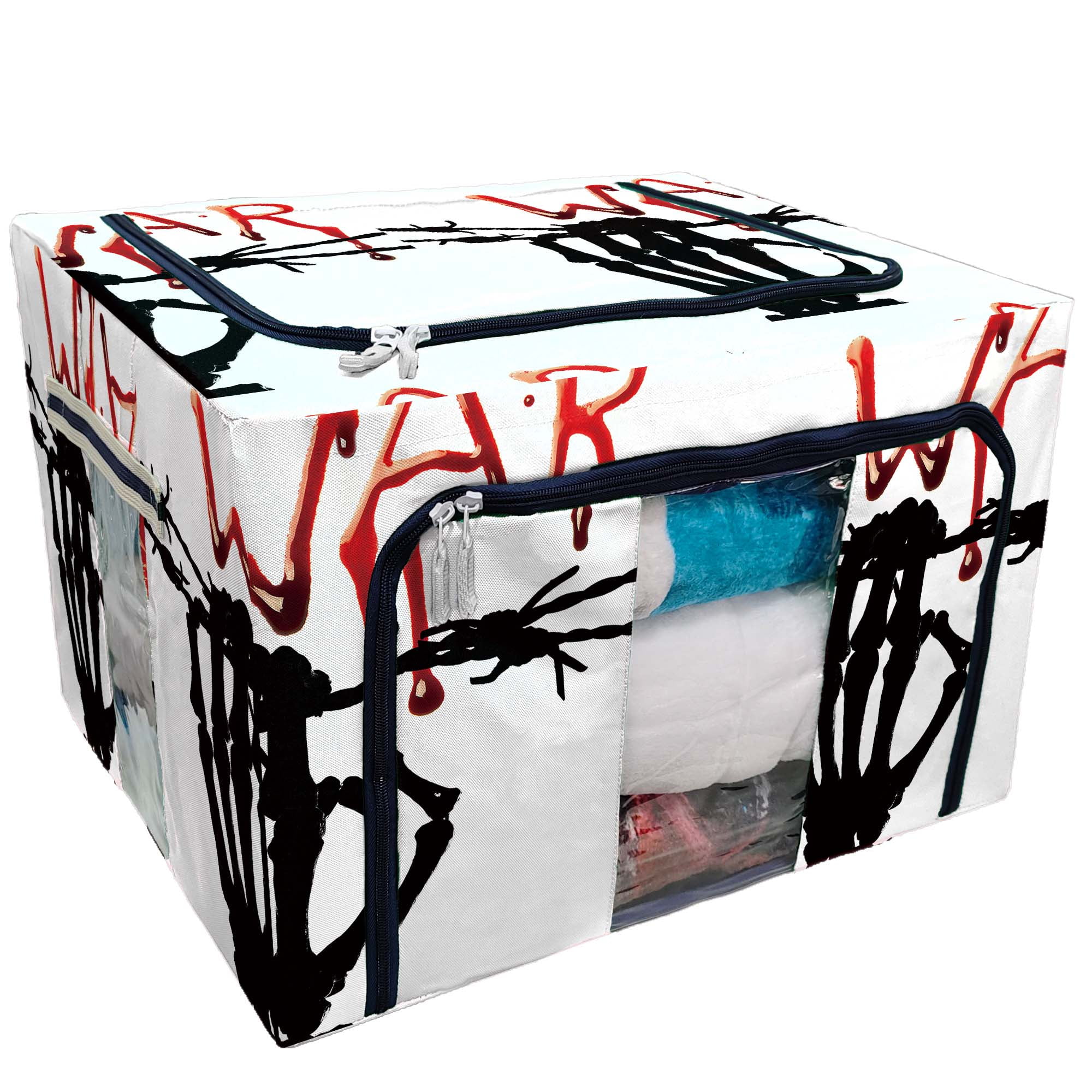 PKQWTM Bleeding Letter Skull Skeleton Hand Storage Bag Clear Window ...
