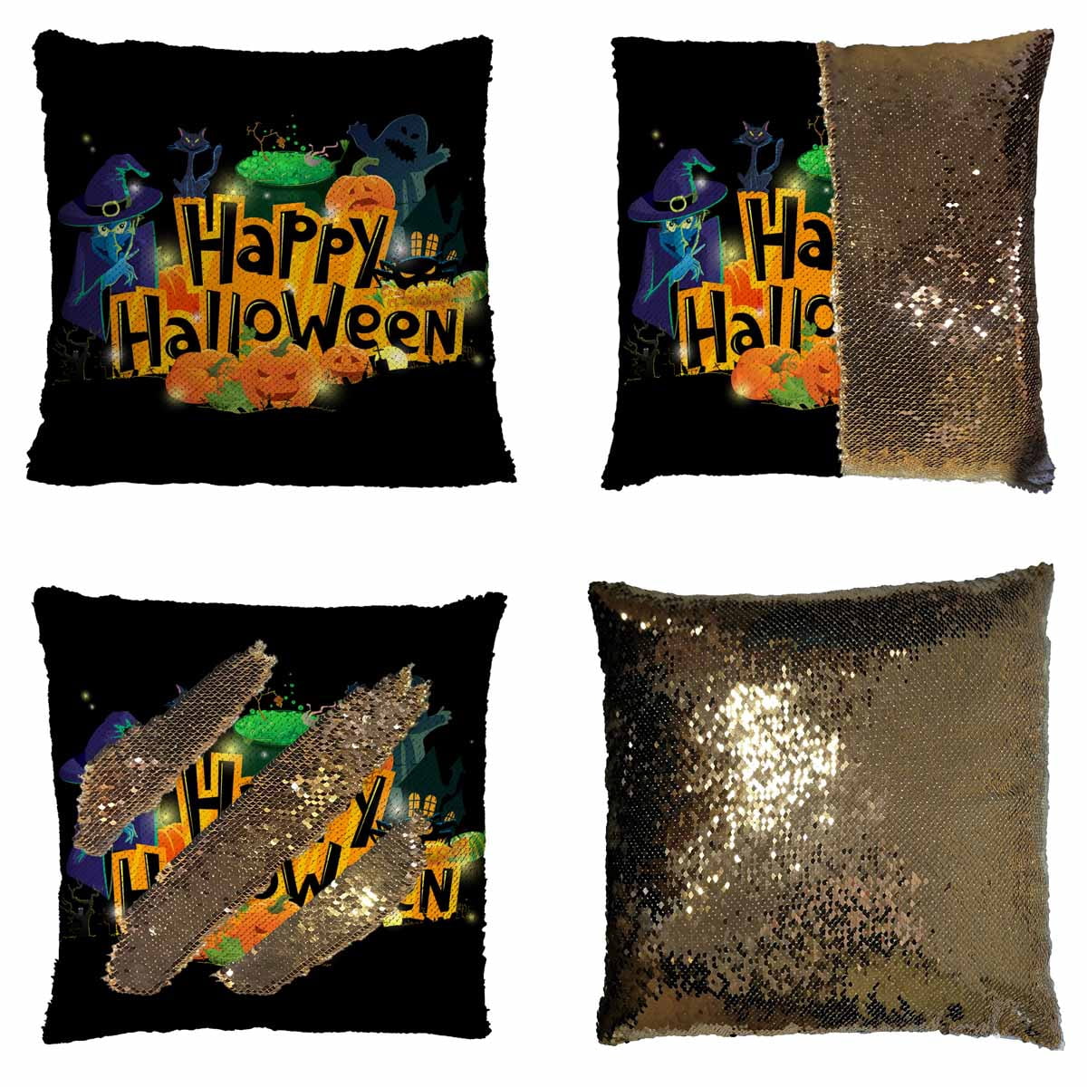 PKQWTM Cartoon Halloween Reversible Mermaid Cushion Cover Home Decor ...